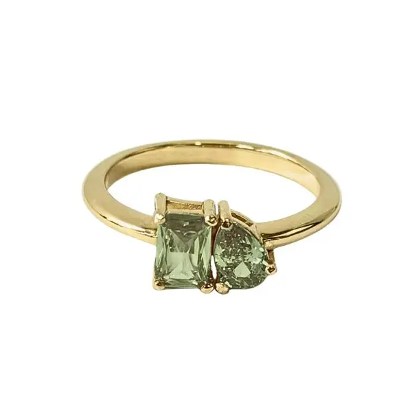 BELINDA JEWELZ Toi Et Moi Peridot Birthstone Ring - Green