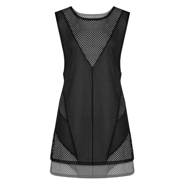 KIM FOLEY High-low Beach Cover-up Athletic Mesh Dress - Black