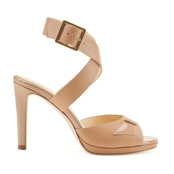 ELIZEE Neutrals / Fiorella Dark Caramel Leather High Heel Sandal - Brown