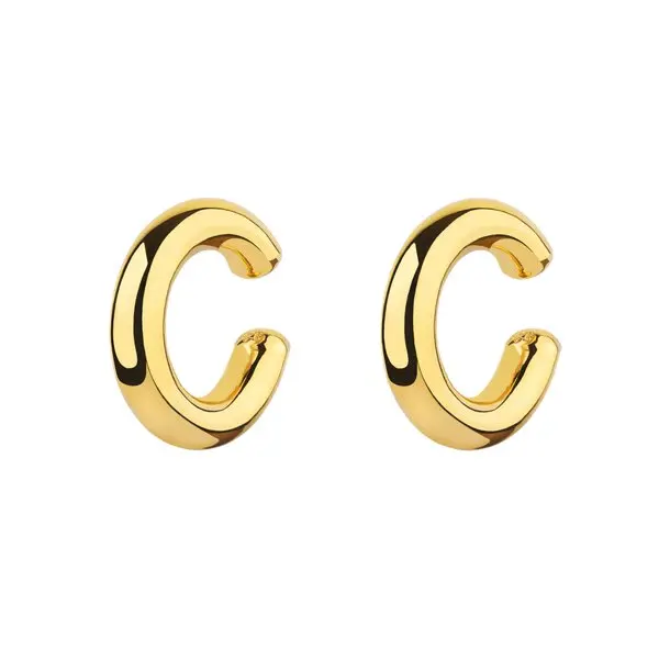 SPERO LONDON Chunky Sterling Silver Clip On Ear Cuffs - Gold