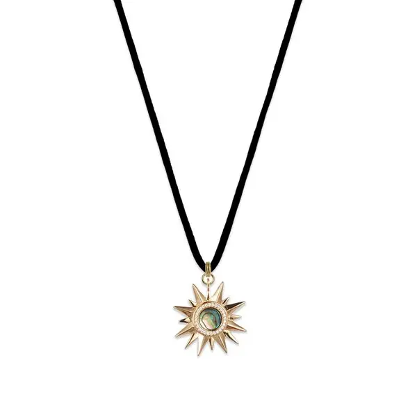 TOOLALLY Sunburst Abalone Pendant Necklace - Black
