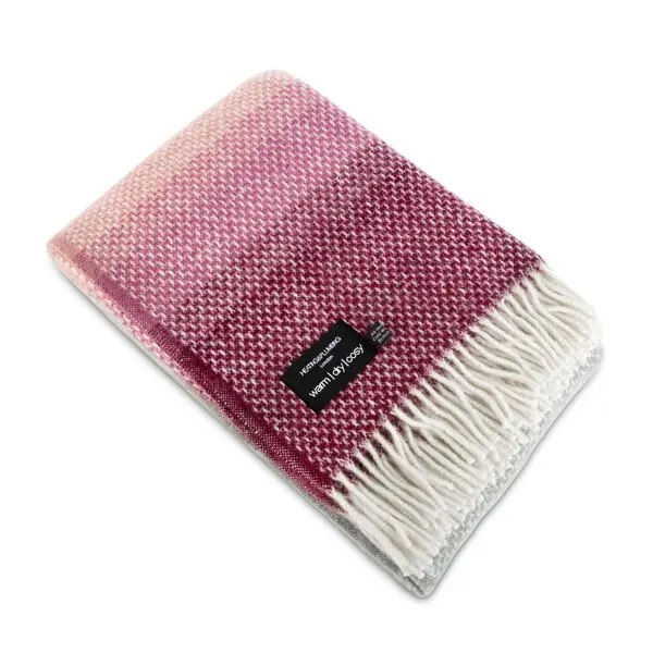 HEATING & PLUMBING LONDON Super Fluffy Pure New Wool Blanket & Purple - Pink