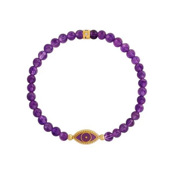 KARMA AND LUCK Mystic Shield Amethyst Evil Eye Bracelet - Purple