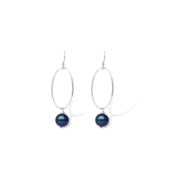 FV JEWELLERY Freshwater Pearl Dangle Earrings - Black