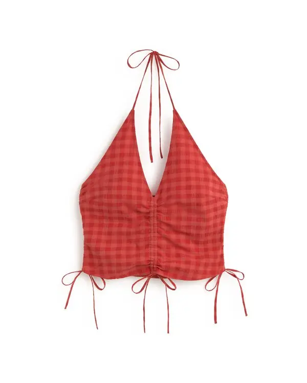 THINKING MU Adjustable Seersucker Top