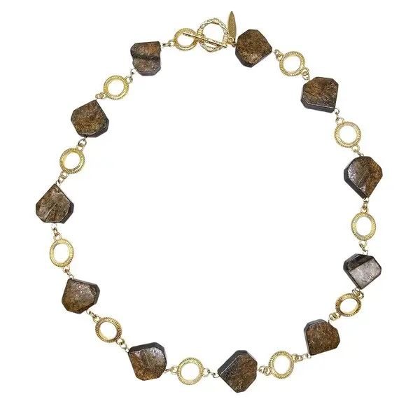 FARRA Tiger-eye Stone Chain Necklace - Brown