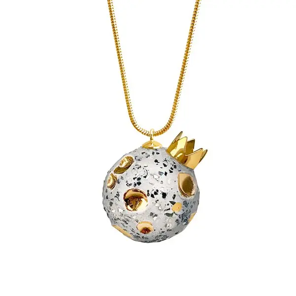 SCULP Little Prince Moon Pendant Necklace - Gold/grey