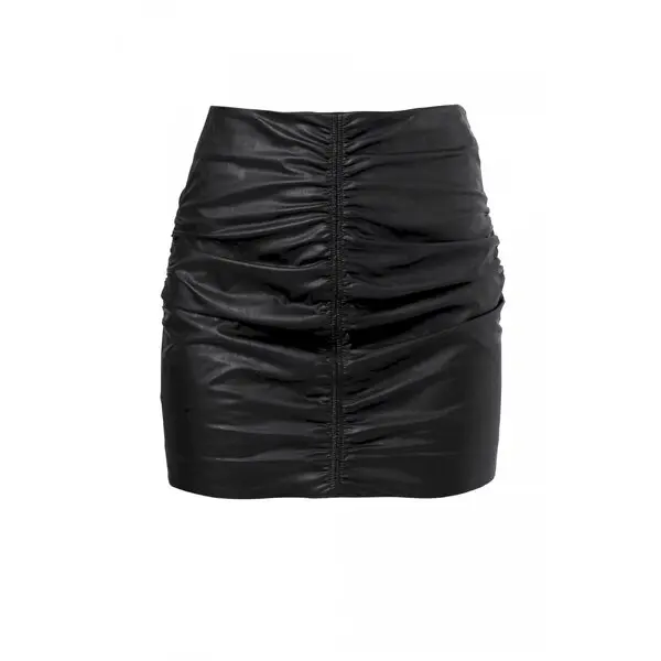 AGGI BY HALEWSKI Creased Vegan Leather Mini Skirt