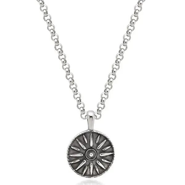 NIALAYA JEWELRY Necklace With Ancient Sun Pendant - Silver