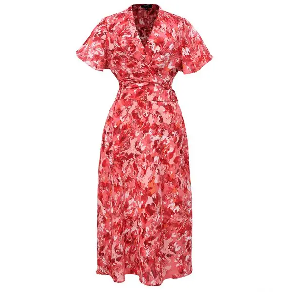 SMART AND JOY Abstract Print Wrap Midi Dress