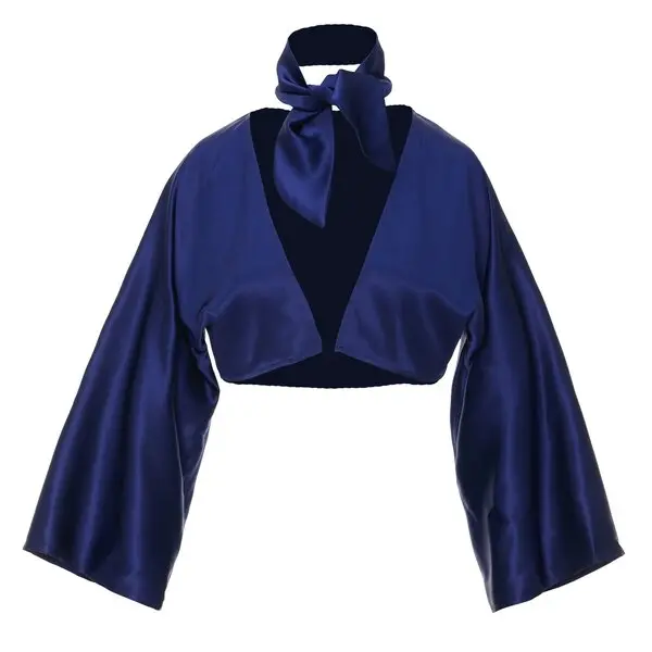 MOE Indigo Silk Reversible Bolero
