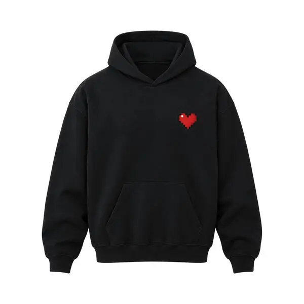 MYSIMPLICATED Cotton Hoodie With Pixelated Heart - Black/red