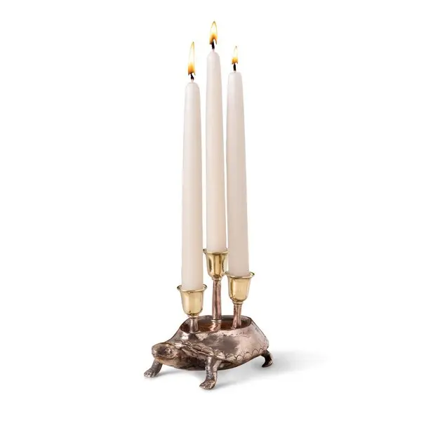 ATELIER TERRA MADRE Terragon Candle Holder With Cast Bronze Turtle - Gold