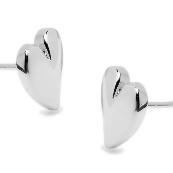 POTOSKA Mini Heart Stud Earrings - Silver