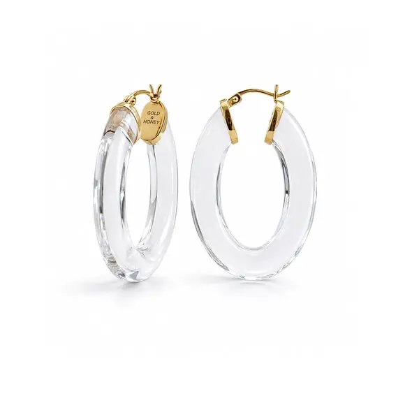 GOLD & HONEY Clear Flat Oval Hoop Earrings - Gold