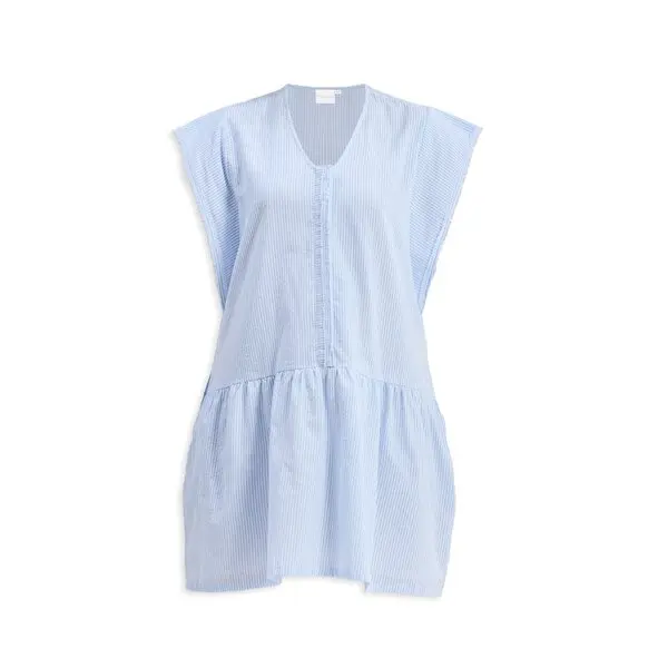 REISTOR Oversized V-neck Striped Dress