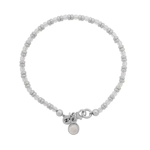 NELLOU JEWELLERY Neutrals Linear Crystal Birthstone Bracelet - Gray
