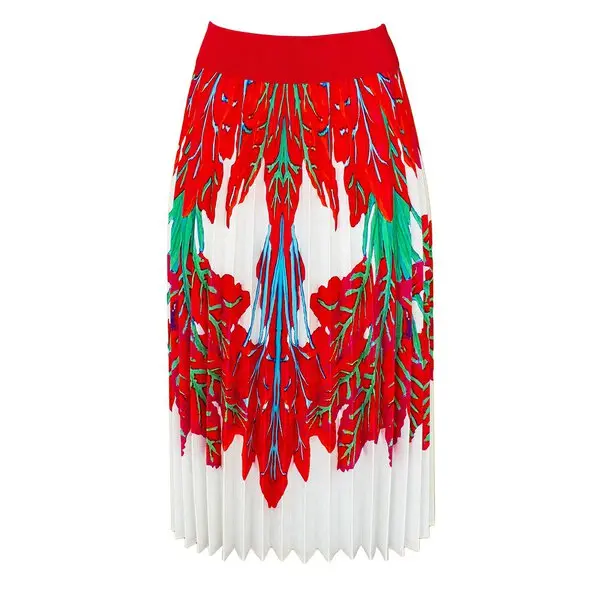 LALIPOP DESIGN Half Circle Pleated Midi Skirt With Print - White