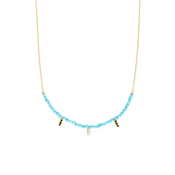 SPERO LONDON Sterling Silver Plated Turquoise Necklace - Gold