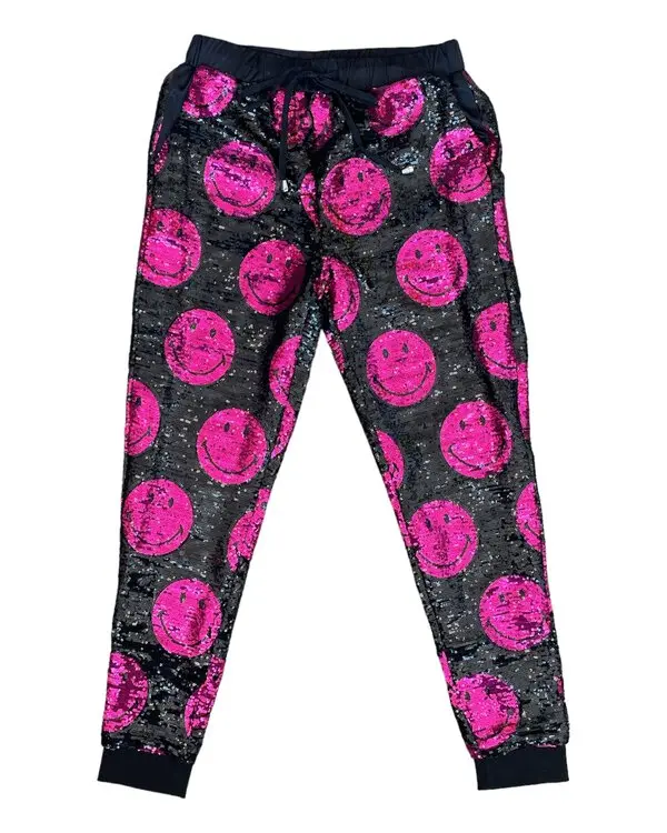 ANY OLD IRON X Smiley Sequin Joggers - Pink/black