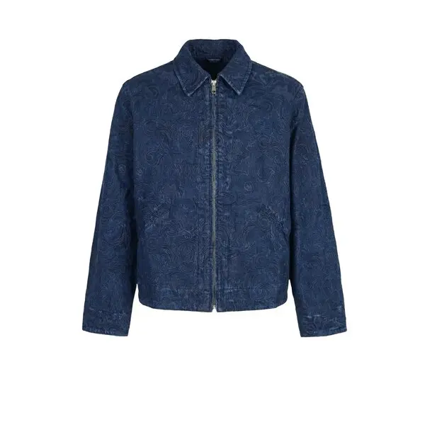 MODENAIRE Textured Zip Jacket With Point Collar - Blue