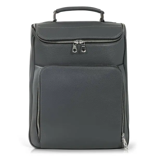 LUIS STEVEN Medium Laptop Backpack Pebble Leather - Grey