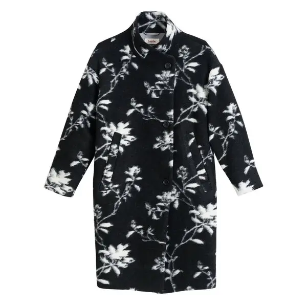 LOUCHE Donalda Power Bloom Funnel Neck Coat - Black