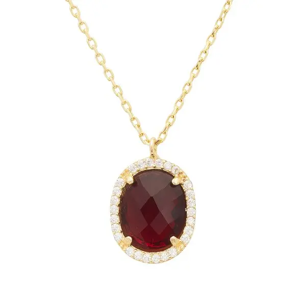 LATELITA Beatrice Oval Gemstone Pendant Necklace - Red/gold/yellow