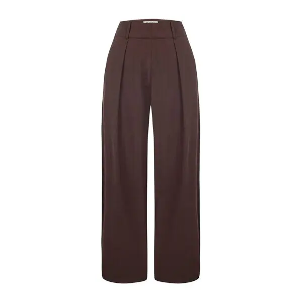 THISISU COLLECTION High-waisted Wide-leg Trousers - Brown