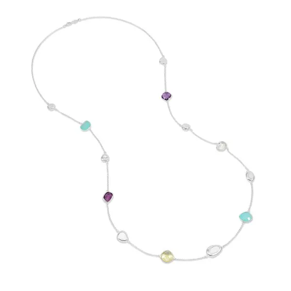 DOWER & HALL Candy Gemstones & Pebbles Long Necklace - Silver
