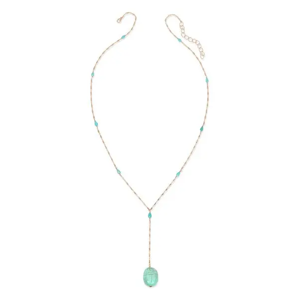 HEATHER HAWKINS Turquoise Scarab Y Necklace - Blue