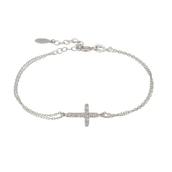 LATELITA Divine Cross Bracelet - Silver/white