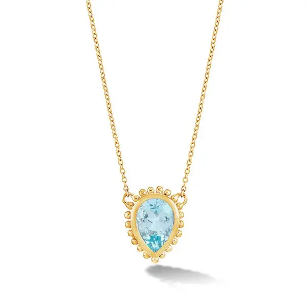 DOWER & HALL Yellow Gold Anemone Blue Topaz Teardrop Pendant - Gold/blue