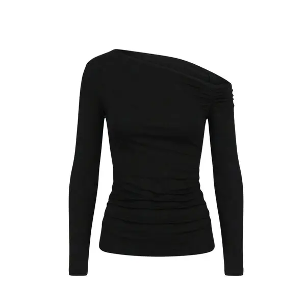 MONLICIA Asymmetric Off-shoulder Top - Black
