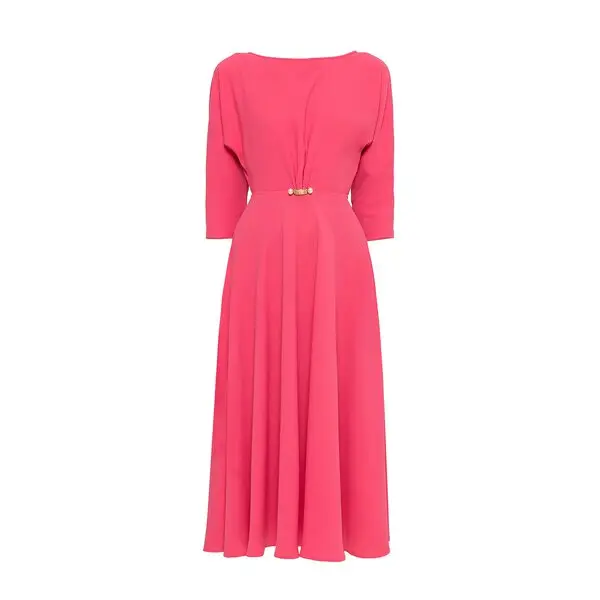 NISSA Pearl-detail Crepe Midi Dress - Pink