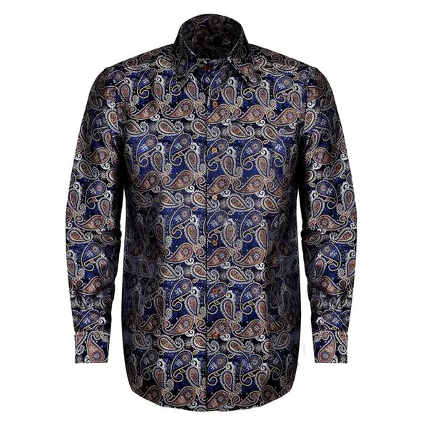DAVID WEJ Kensington Paisley Jacquard Shirt - Brown