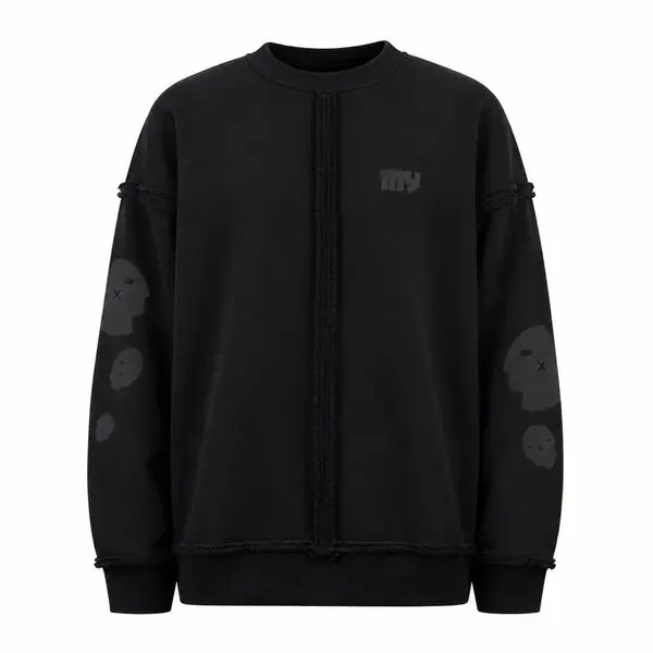 MYSIMPLICATED Oversized Cotton Crewneck Sweatshirt - Black/grey