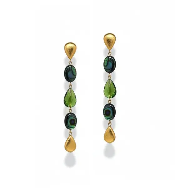 JAREDJAMIN Emerald City Dangle Earrings - Gold/green