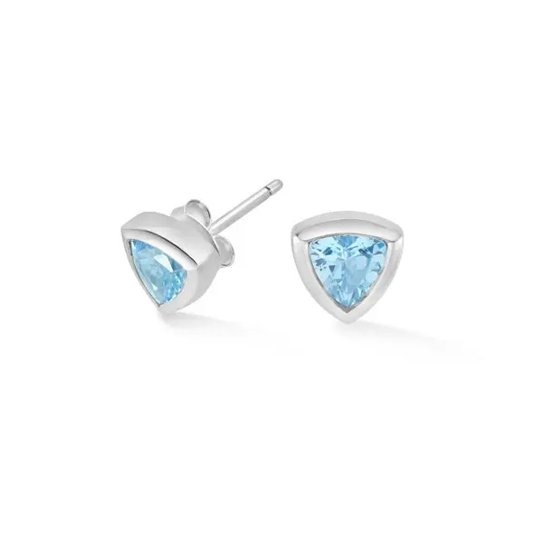 DOWER & HALL Sterling Silver Blue Topaz Trillion Stud Earrings - Silver/blue