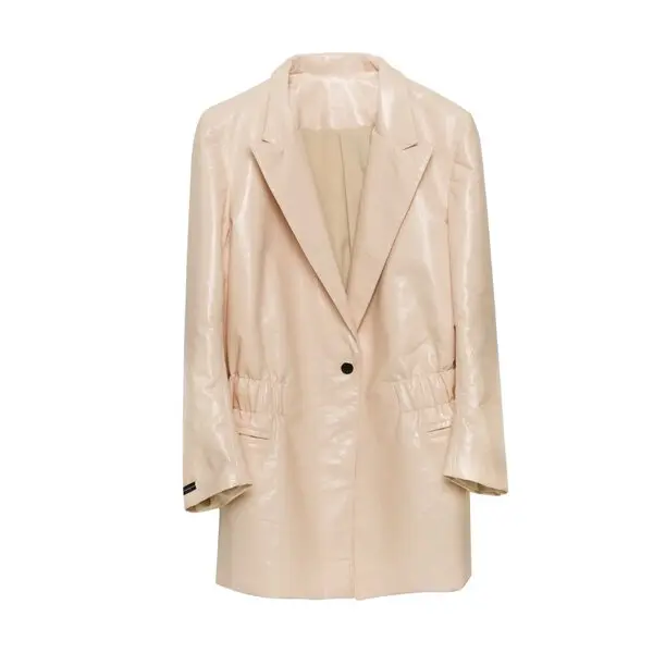 PALOMA LIRA Vinyl Blazer With Plaid Waist