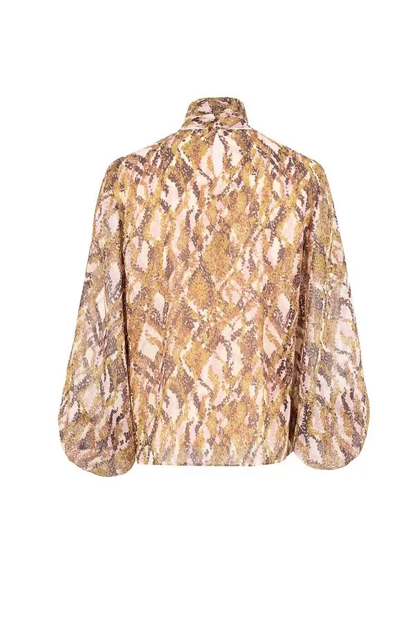 EXQUISE Printed High Neck Blouse