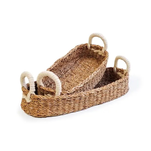 KORISSA Savar Bread Basket With White Handle Set Of Two