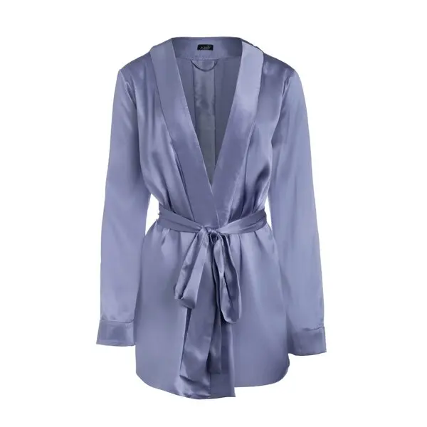 JE MÉRITE (I DESERVE) Silk Short Robe In Periwinkle - Blue