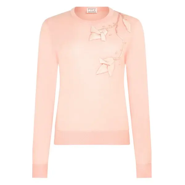 LISA THE LABEL Magnolia Appliqué Merino Wool Sweater
