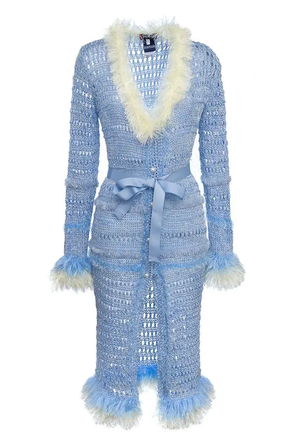 ANDREEVA Handmade Knit Dress-cardigan - Blue