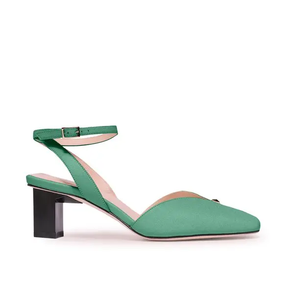 TIANNIA BARNES Hope Ankle Strap Low Heels - Green