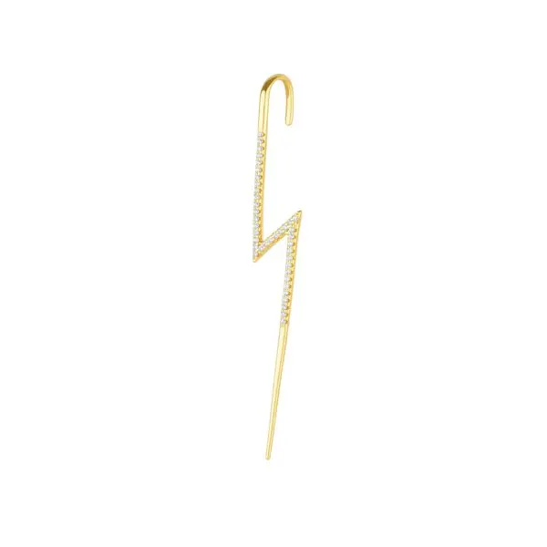 SPERO LONDON Sterling Silver Lightning Bolt Ear Crawler - Gold