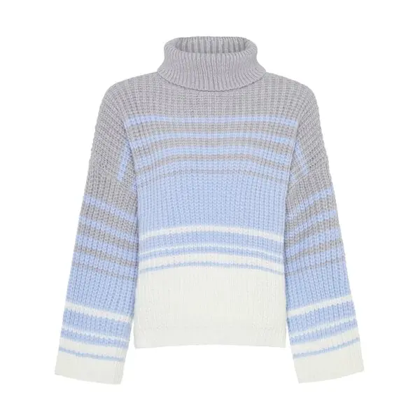 CARA & THE SKY Megan Stripe Roll Neck Jumper