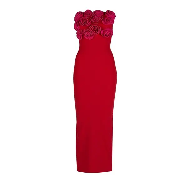 HERFETCH Midi Dress With Handmade Roses