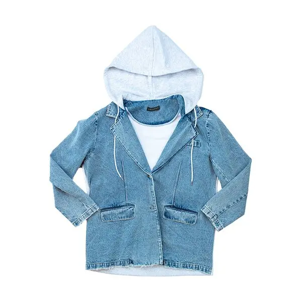 CIRCULAR PATH Hooded Denim Blazer